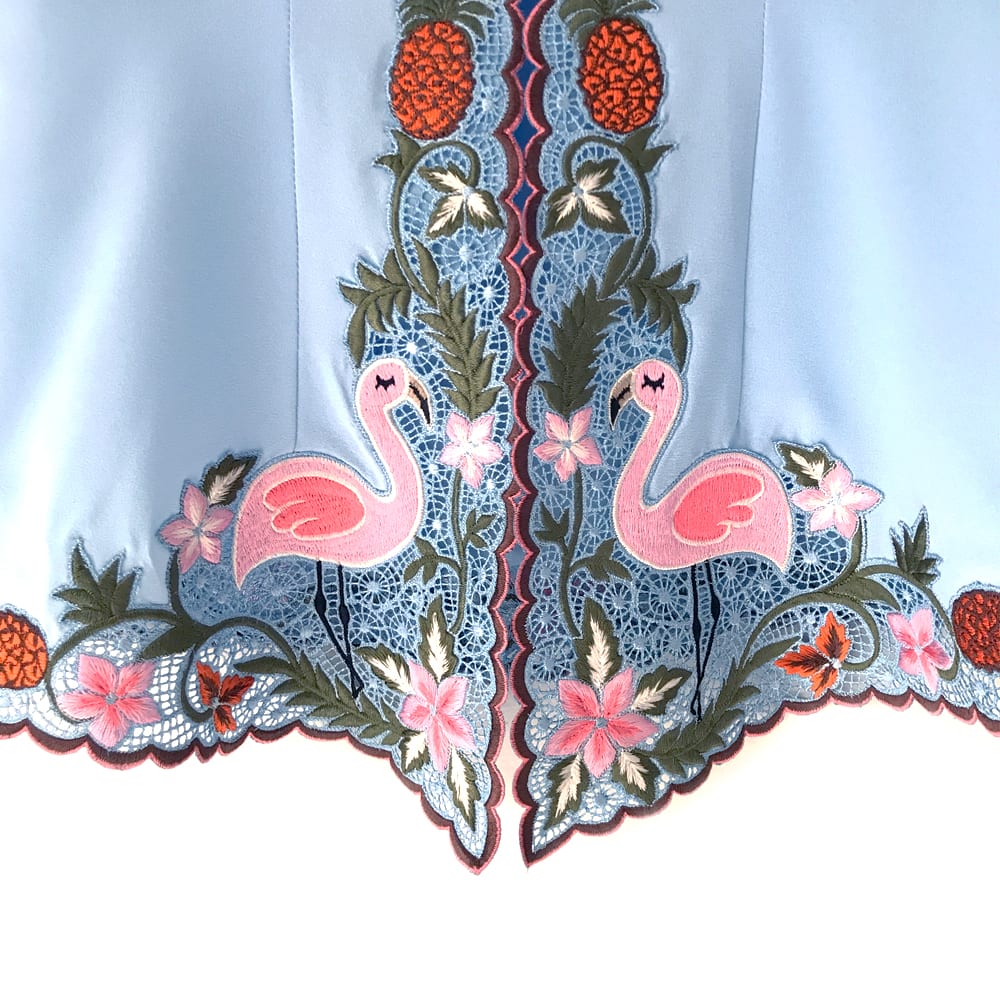 PO Kebaya Classic Sky Blue Pink Flower - Non&Nik