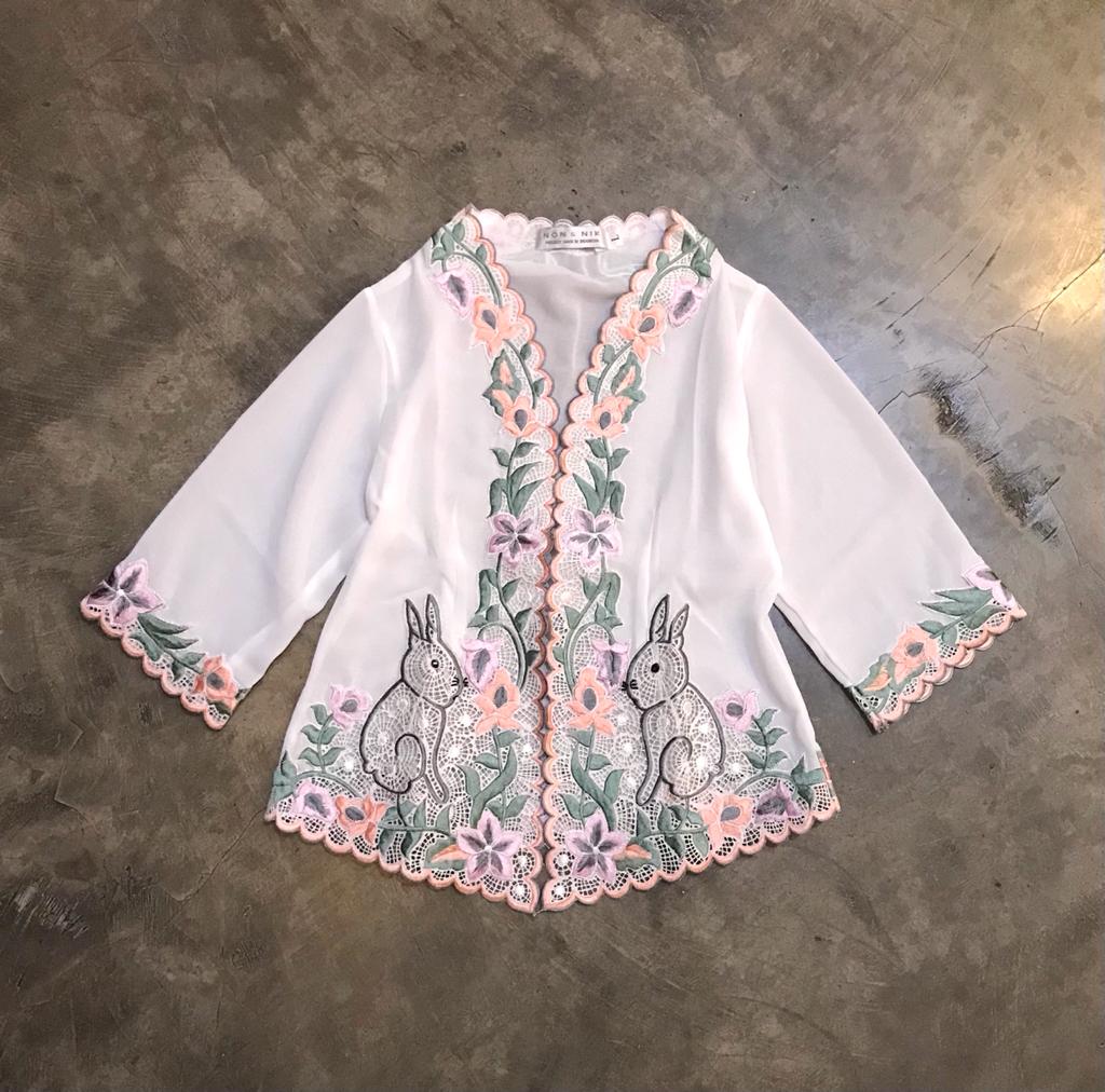 Lulu Rabbit Kebaya Classic Kids White - Non&Nik