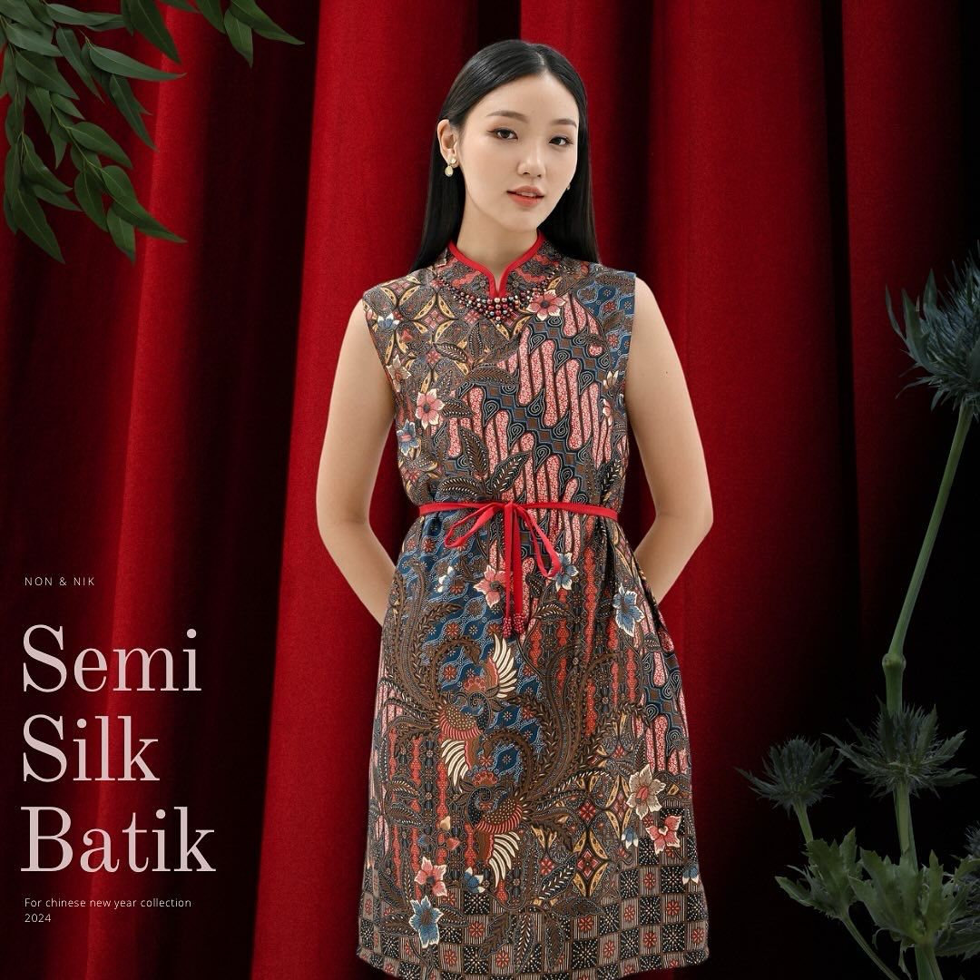 PO Valerie Ribbon Belt Batik Parang Acak Biru Merah - Non&Nik