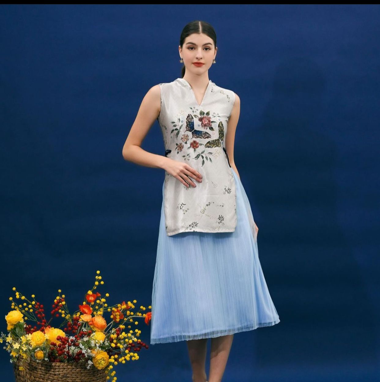 PO Renee Set Icy Blue & White - Non&Nik